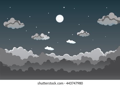 Moonlight Sky Cloud Night Star Stock Vector (Royalty Free) 443747980 ...