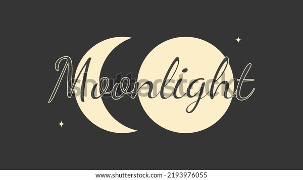 Moonlight Text Calligraphy Style Moon Vextor Stock Vector (Royalty Free ...