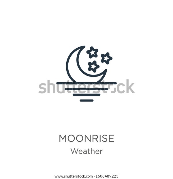 Moonrise Icon Thin Linear Moonrise Outline Stock Vector (Royalty Free ...