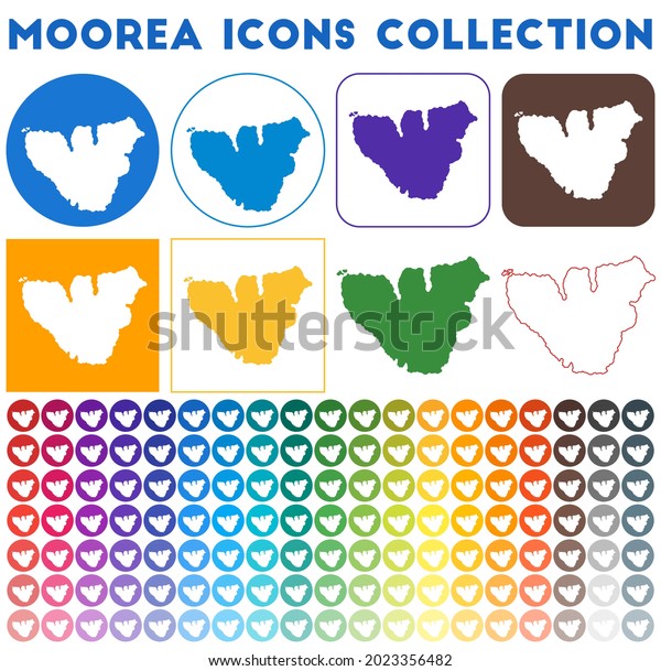 Moorea Icons Collection Bright Colourful Trendy Stock Vector (Royalty ...