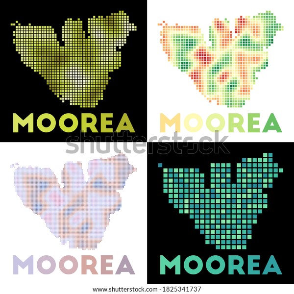Moorea Map Collection Map Moorea Dotted Stock Vector (Royalty Free ...