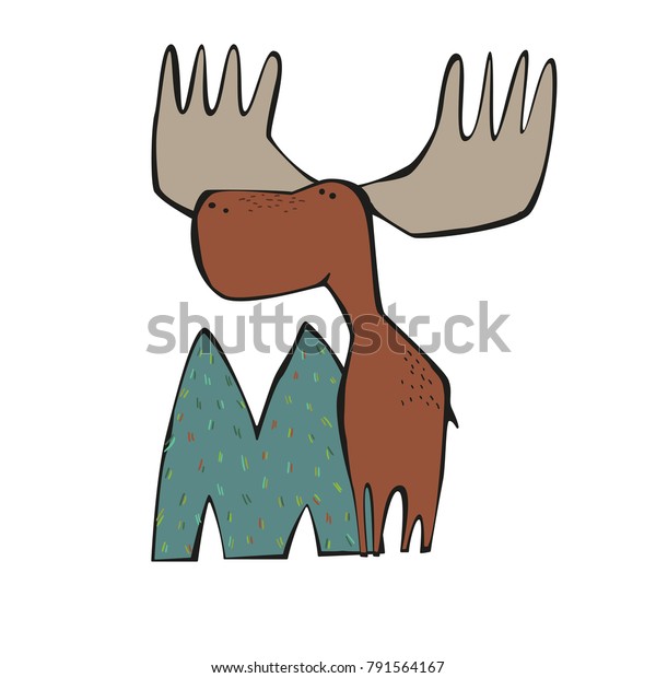 Moose Children Abc Cute Animal Alphabet Stock Vector (Royalty Free ...