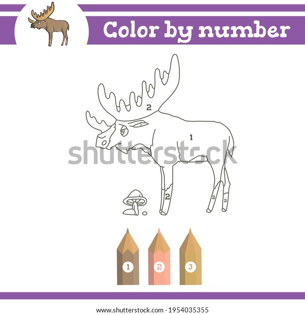 Moose Color By Numbers Coloring Page Stock Vector (Royalty Free ...