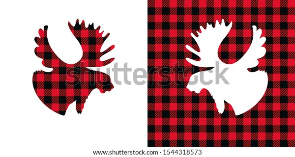 Moose Head Buffalo Plaid Set Vector Stock Vector (Royalty Free ...