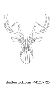 Moose Head Geometric Lines Silhouette Isolated Stock Vector (Royalty ...