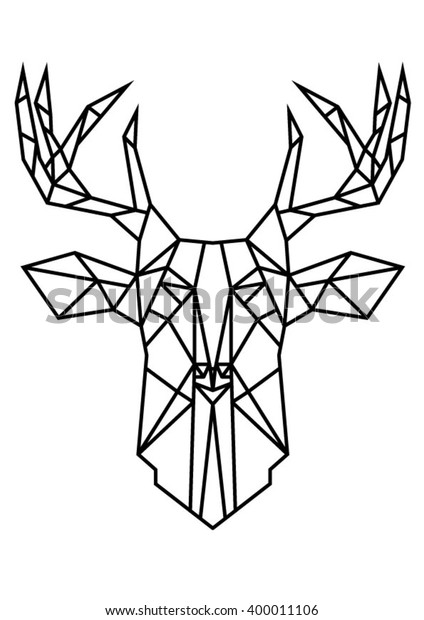 Moose Head Geometric Lines Silhouette Isolated Stock Vector (Royalty ...