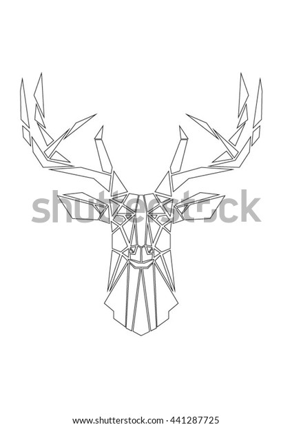 Moose Head Geometric Lines Silhouette Isolated Stock Vector (Royalty ...
