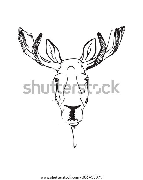 Moose Head Illustration Graphic Style Stock Vector (Royalty Free) 386433379