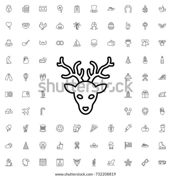 Moose Icon Set Outline Holiday Icons Stock Vector (Royalty Free ...