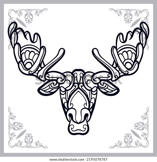Moose Zentangle Arts Isolated On White Stock Vector (Royalty Free ...