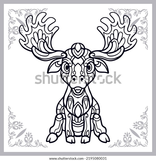 Moose Zentangle Arts Isolated On White Stock Vector (Royalty Free ...