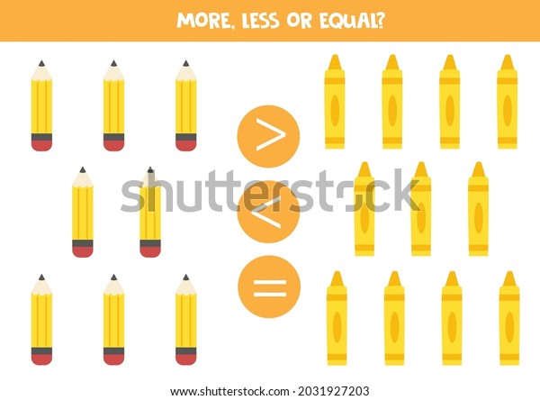 More Less Equal Compare Number Pencils Stock Vector (Royalty Free ...