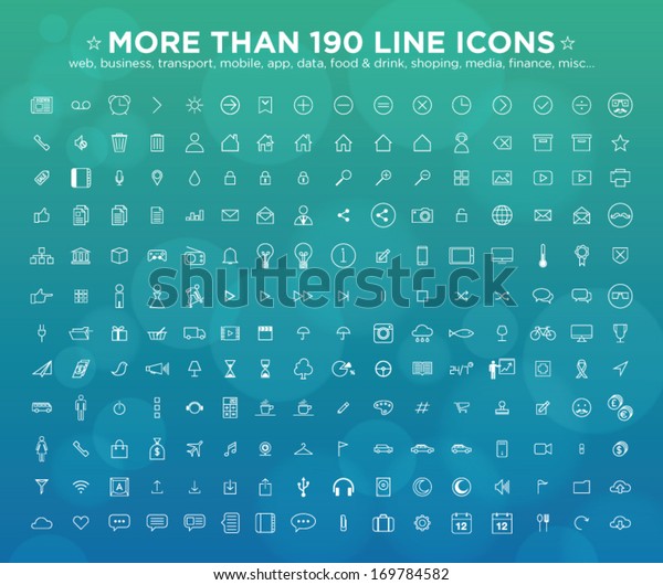 More Than 190 Line Icons Web Stock Vector (Royalty Free) 169784582 ...