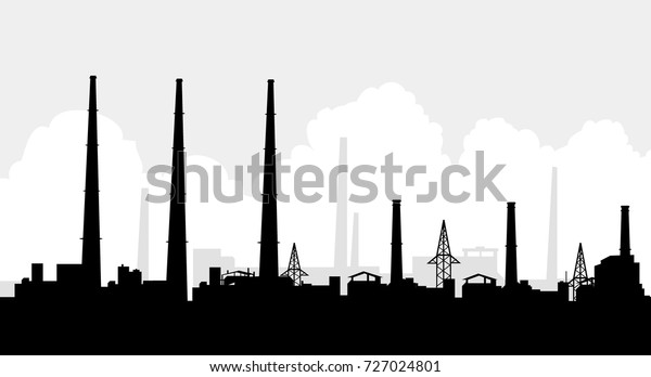Morning Factory Skyline Vector Stock Vector (Royalty Free) 727024801