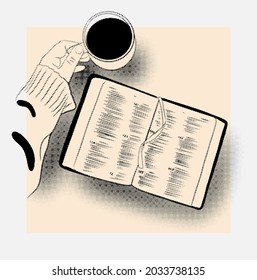 Morning Prayer Bible Coffee Vector Stock Vector (Royalty Free ...