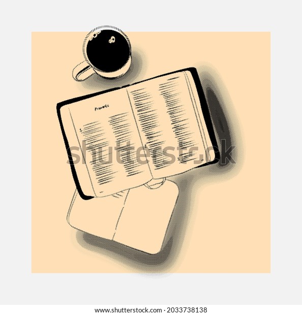 Morning Prayer Bible Coffee Vector Stock Vector (Royalty Free ...