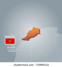 Vektor Stok Morocco 3d Map Information Area Population (Tanpa Royalti ...