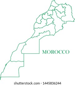 Morocco Green Line Map Vector Stock Vector (Royalty Free) 1445836244 ...