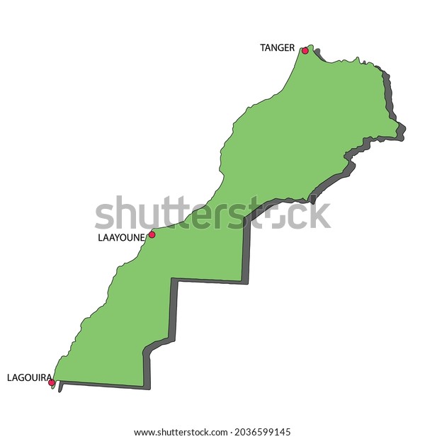 Morocco Map Green Color 3d Showing Stock Vector (Royalty Free ...