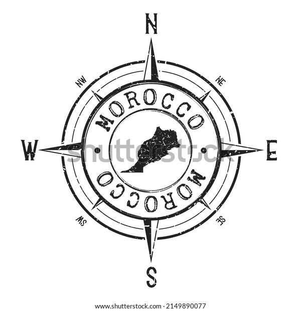 Maroc Stamp Map Compass Adventure. Illustration : image vectorielle de ...