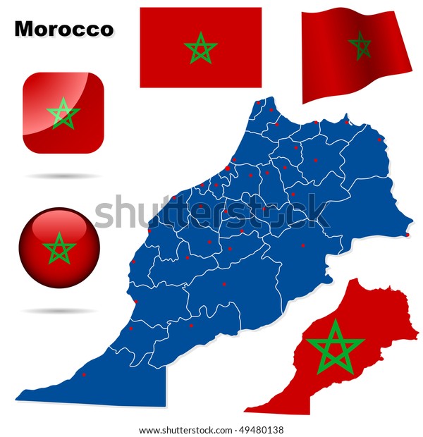 Morocco Vector Set Detailed Country Shape: เวกเตอร์สต็อก (ปลอดค่า ...