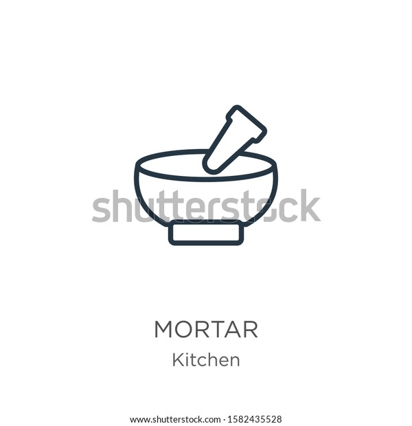 Mortar Icon Thin Linear Mortar Outline Stock Vector (Royalty Free ...