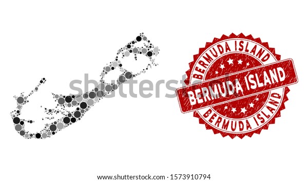 Mosaic Bermuda Island Map Round Seal Stock Vector (Royalty Free ...