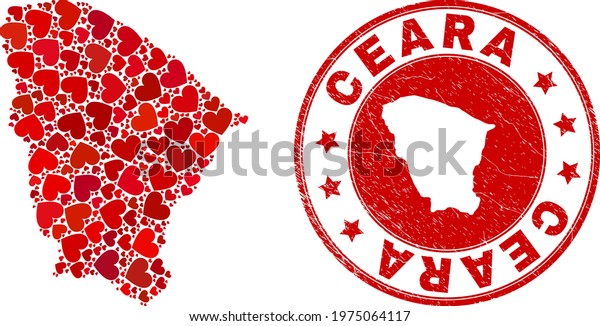 Mosaic Ceara State Map Formed Red Stock Vector (Royalty Free ...