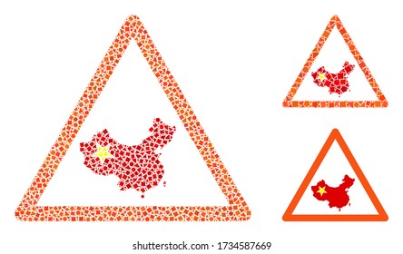 Mosaic Chinese Warning Icon Designed Raggy Stock Vector (Royalty Free ...