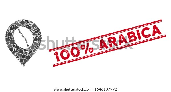 Mosaic Coffee Bean Marker Pictogram Red Stock Vector (Royalty Free ...