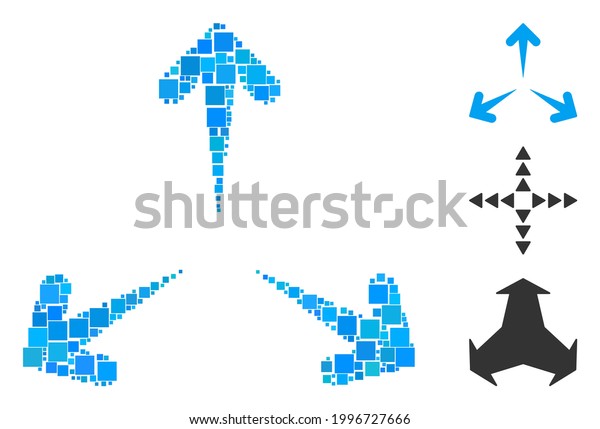 Mosaic Expand arrows icon designed from square items in random sizes ...