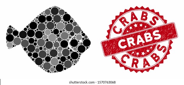 Mosaic Flounder Fish Distressed Stamp Watermark Stock Vector (Royalty ...