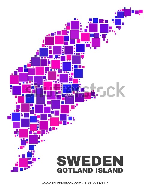 Mosaic Gotland Island Map Isolated On Stock Vector (Royalty Free ...
