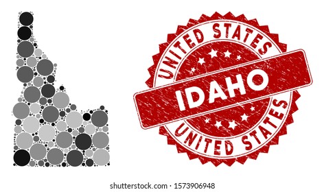 Mosaic Idaho State Map Round Seal Stock Vector (Royalty Free ...