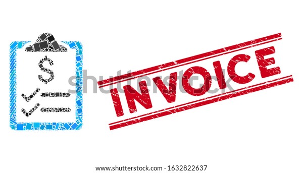 Mosaic Invoice Pad Icon Red Invoice Stock Vector (Royalty Free ...