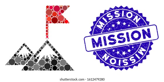 Mosaic Mission Flag Icon Distressed Stamp Stock Vector (Royalty Free ...
