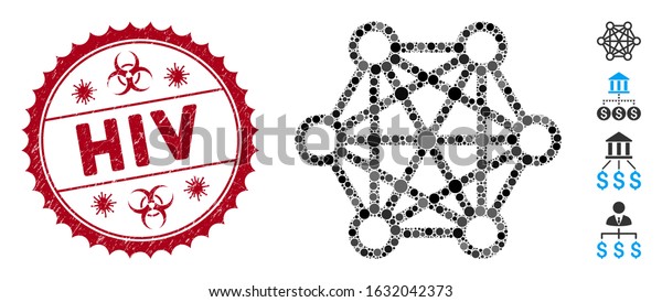 Mosaic Network Connections Icon Rubber Stamp Stock Vector (Royalty Free ...