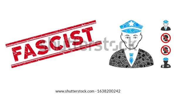 Mosaic Policeman Icon Red Fascist Seal Stock Vector (Royalty Free ...
