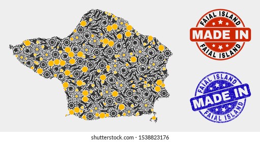 Mosaic Technical Faial Island Map Blue Stock Vector (Royalty Free ...