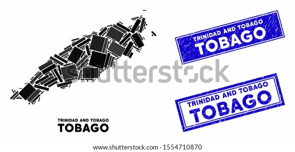 Mosaic Tobago Island Map Rectangular Stamps Stock Vector (Royalty Free ...