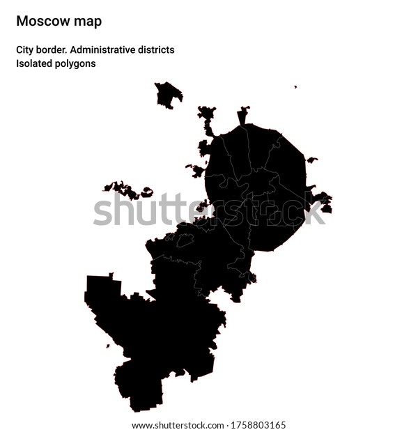 Moscow Map City Border Administrative Districts Stock Vector (Royalty ...