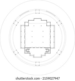 Mosque Floor Plan Sketch Circular Concept Stock Vector (Royalty Free ...