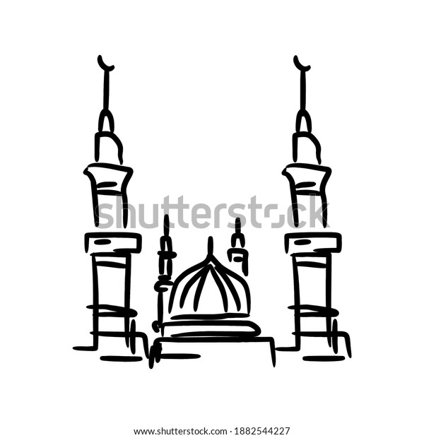 Mosque Illustration Hand Drawn Sketch Stock Vector (Royalty Free ...