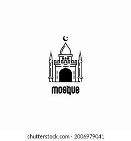 Mosque Line Art Mosque Writing Vector Stock Vector (Royalty Free ...