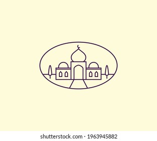 Mosque Minimal Line Art Icon Vector Stock Vector (Royalty Free ...