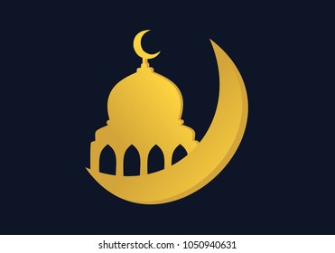 Mosque Moon Islamic Logo Stock Vector (Royalty Free) 1050940631 ...