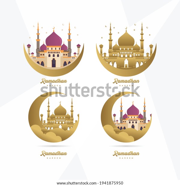 Mosque Moon Vector Illustration Muslim Muslim Stock Vector (Royalty ...