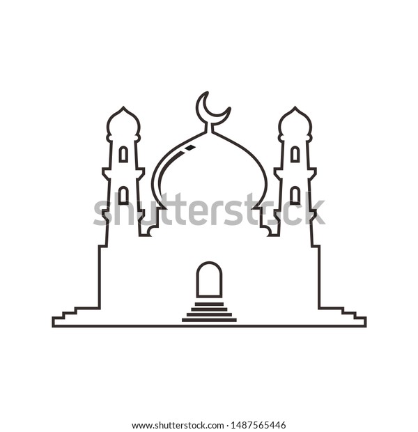 Mosque Outline Style Illustration Logo Vector Stock Vector (Royalty ...
