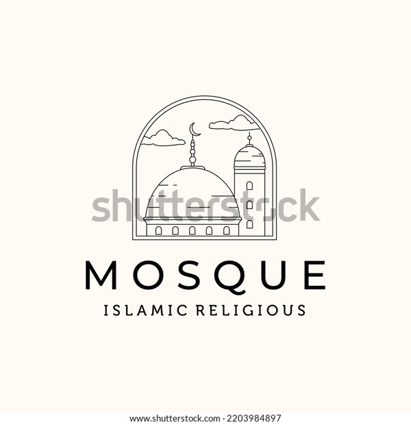 Mosque Tower Line Art Logo Vector Stock Vector (Royalty Free ...
