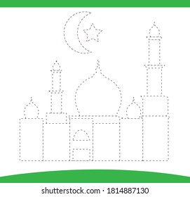 Mosque Tracing Kids Illustration Vector Outline Stock Vector (Royalty ...